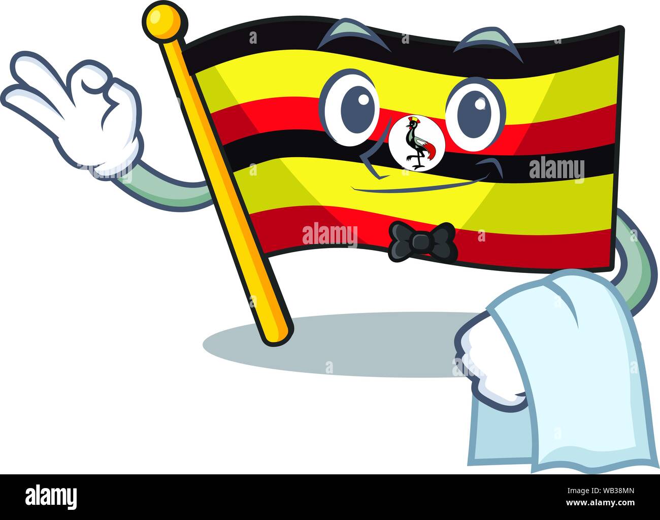 Waiter flag uganda isolated in the cartoon Stock Vector Image & Art - Alamy
