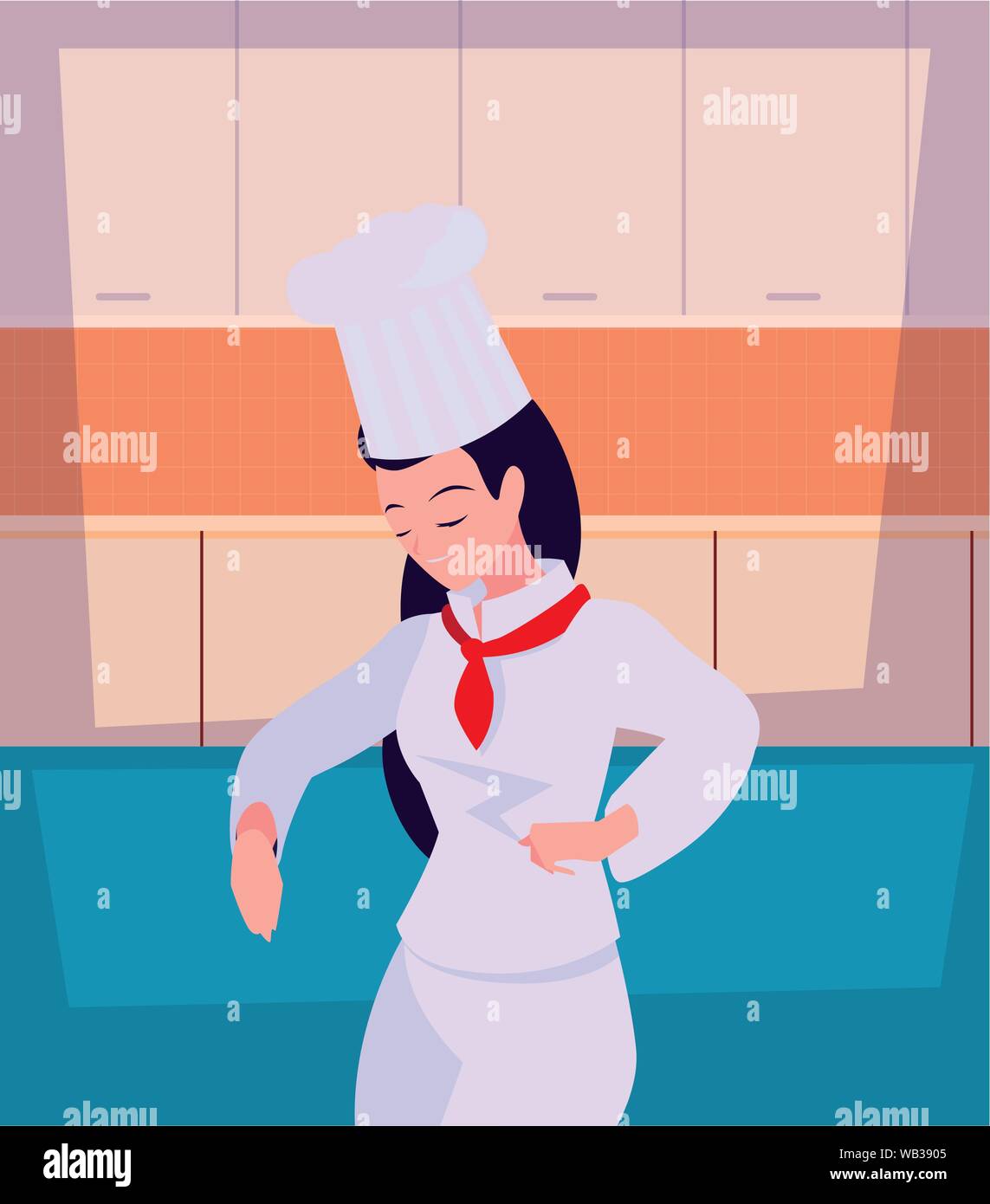 woman chef character with uniform in kitchen vector illustration Stock ...