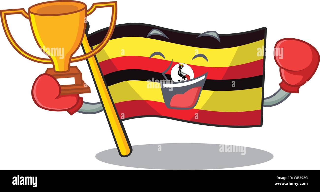 Boxing winner uganda flag is kept cartoon drawer Stock Vector Image ...