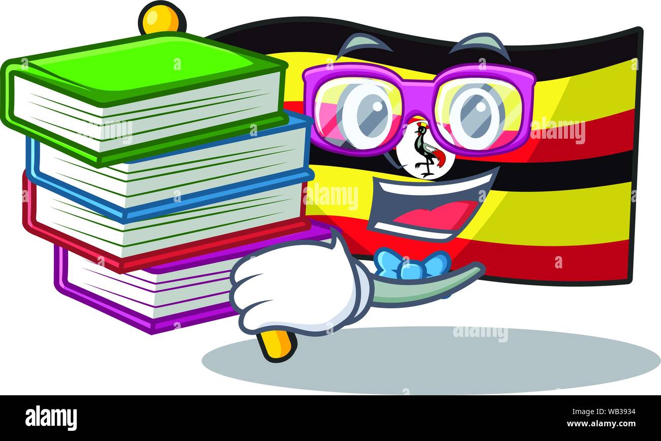Student with book uganda flag is kept cartoon drawer Stock Vector Image ...