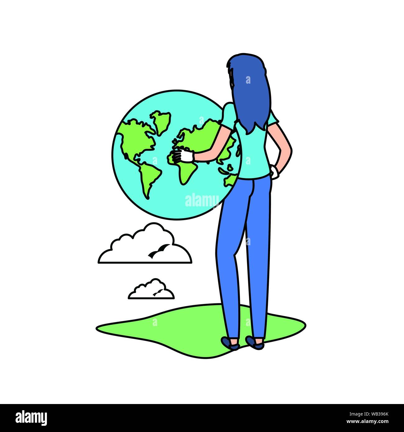 Avatar woman with planet sphere design, Continent earth world globe ...