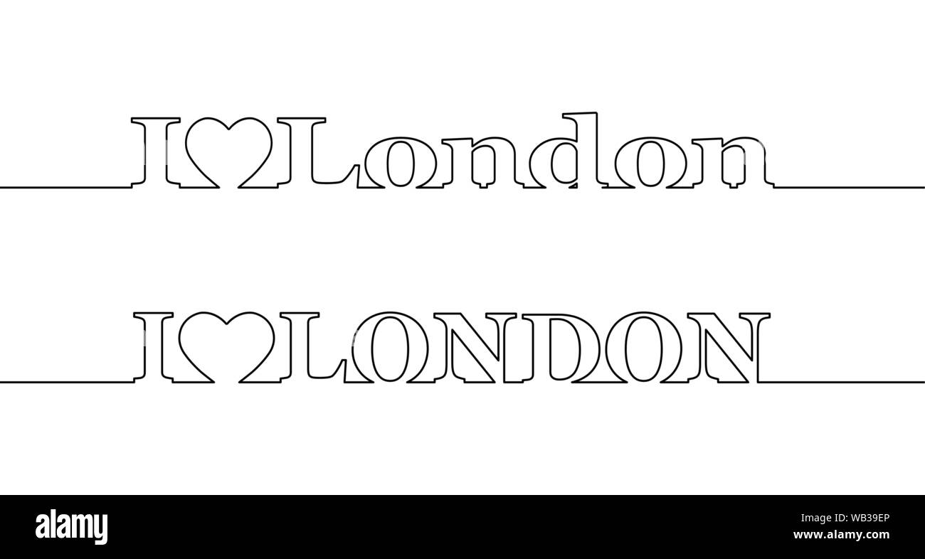 I LOVE LONDON. The outline of uppercase and lowercase letters. Flat ...