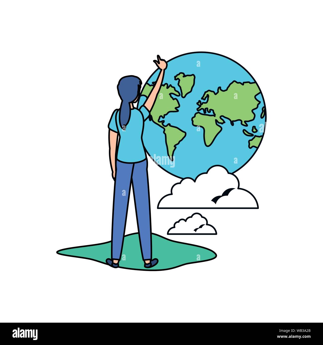 Avatar woman with planet sphere design, Continent earth world globe ...