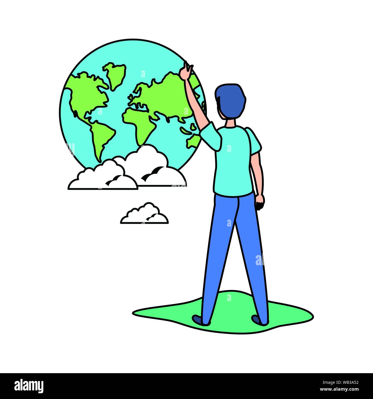 Avatar man with planet sphere design, Continent earth world globe ocean ...