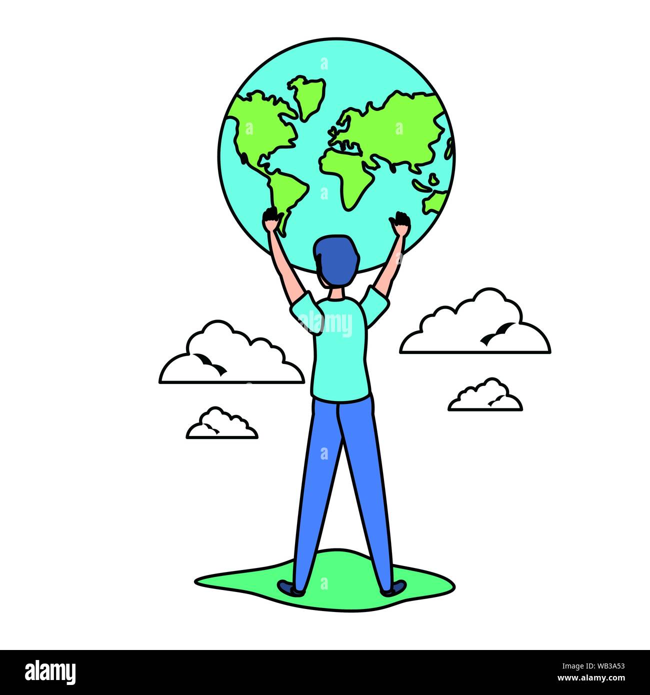 Avatar man with planet sphere design, Continent earth world globe ocean ...