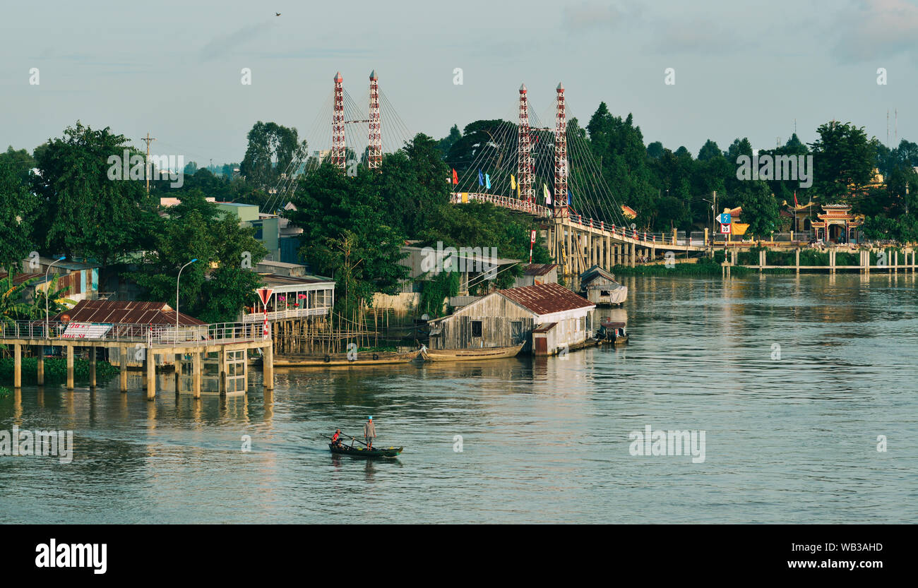 Chau Doc, Vietnam - Sep 3, 2017. Floating houses on Mekong River in ...