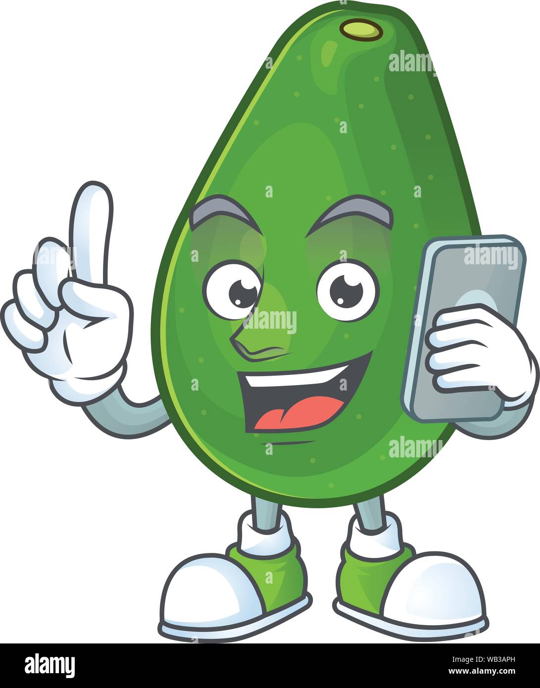 With phone avocado fruit character on white background Stock Vector ...