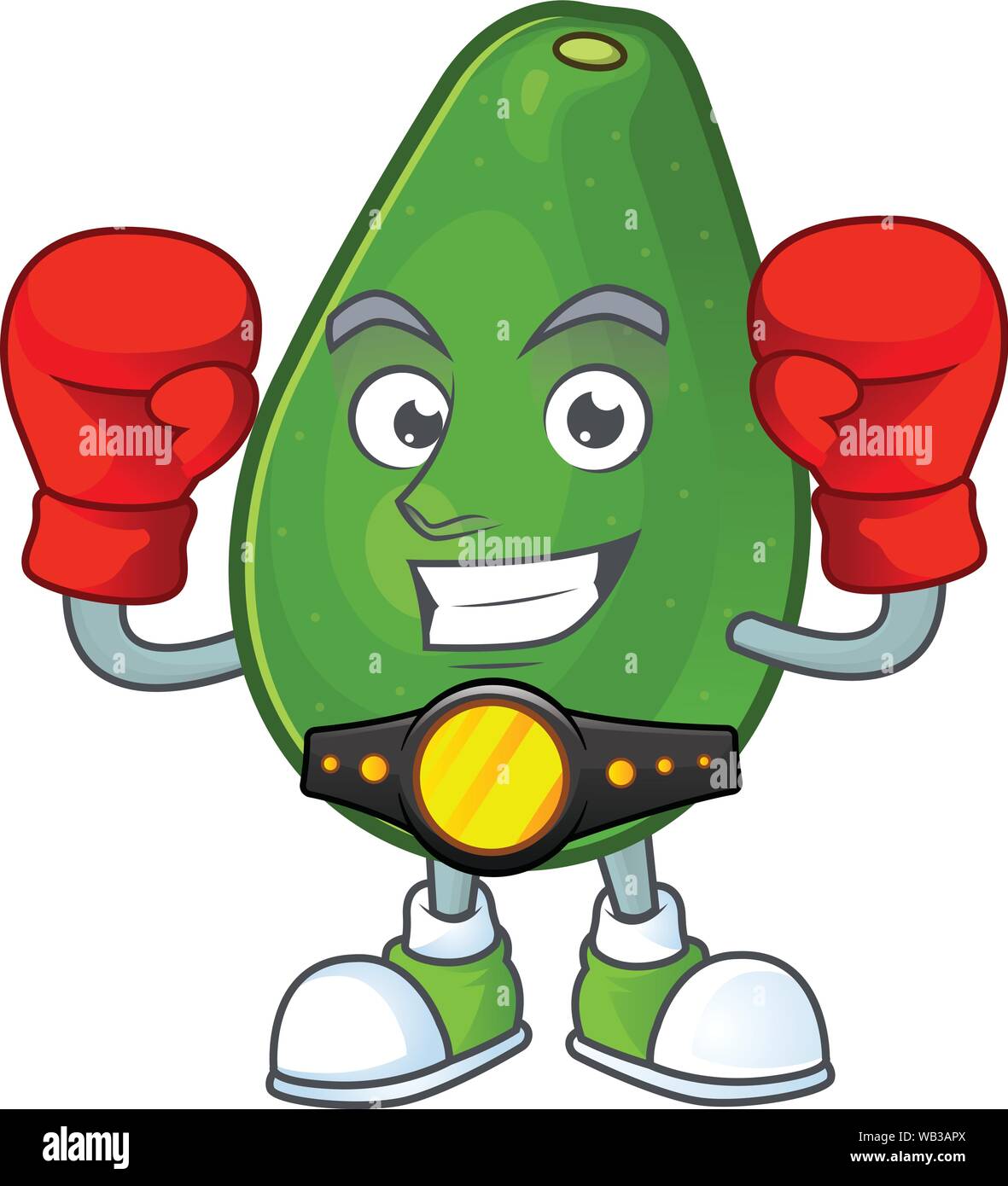 Boxing avocado fruit character on white background Stock Vector Image ...