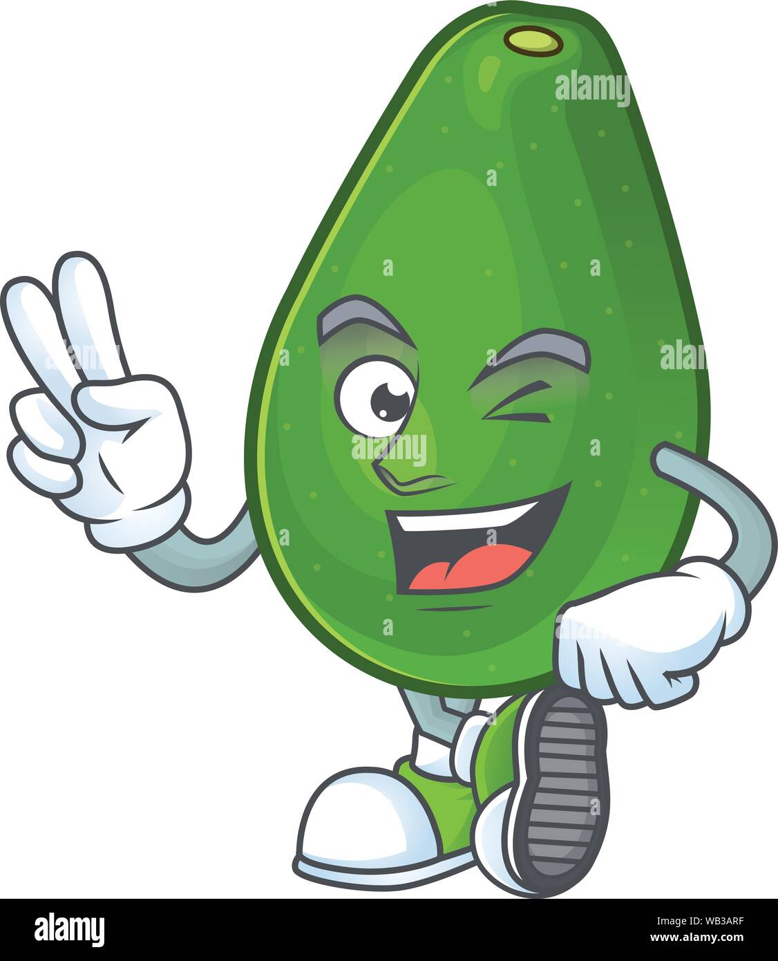 Two finger cute avocado cartoon on white background Stock Vector Image ...