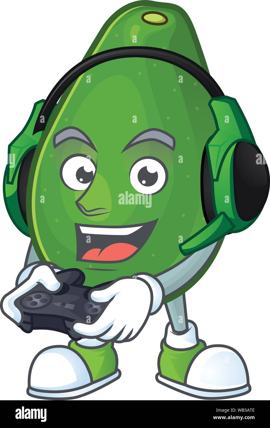 Gaming avocado fruit character on white background Stock Vector Image ...