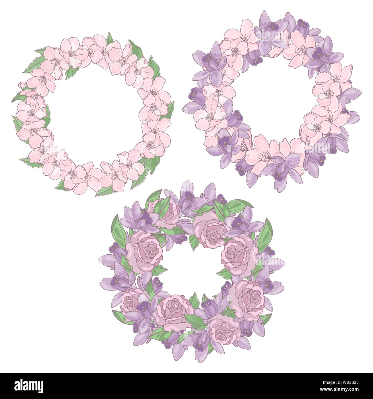 WREATHS Floral Flower Season Nature Spring Holiday Decorative Cartoon ...