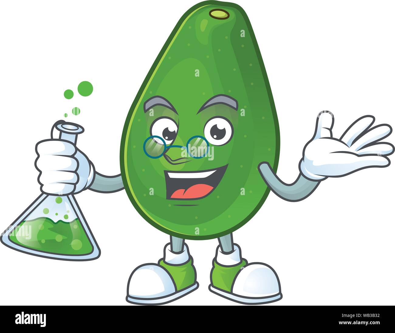 Professor cute avocado cartoon on white background Stock Vector Image ...