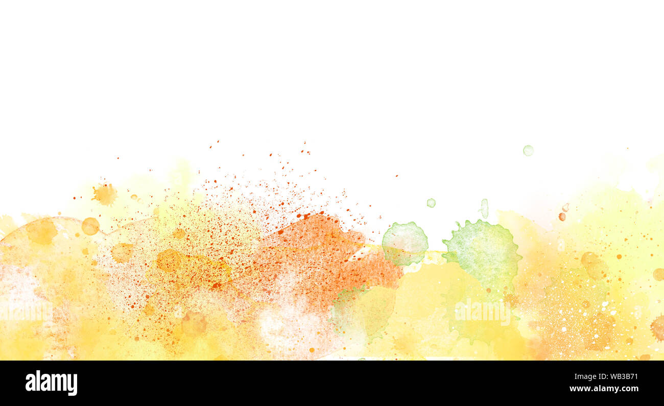 Artistic Watercolor yellow orange border isolated on white, background ...