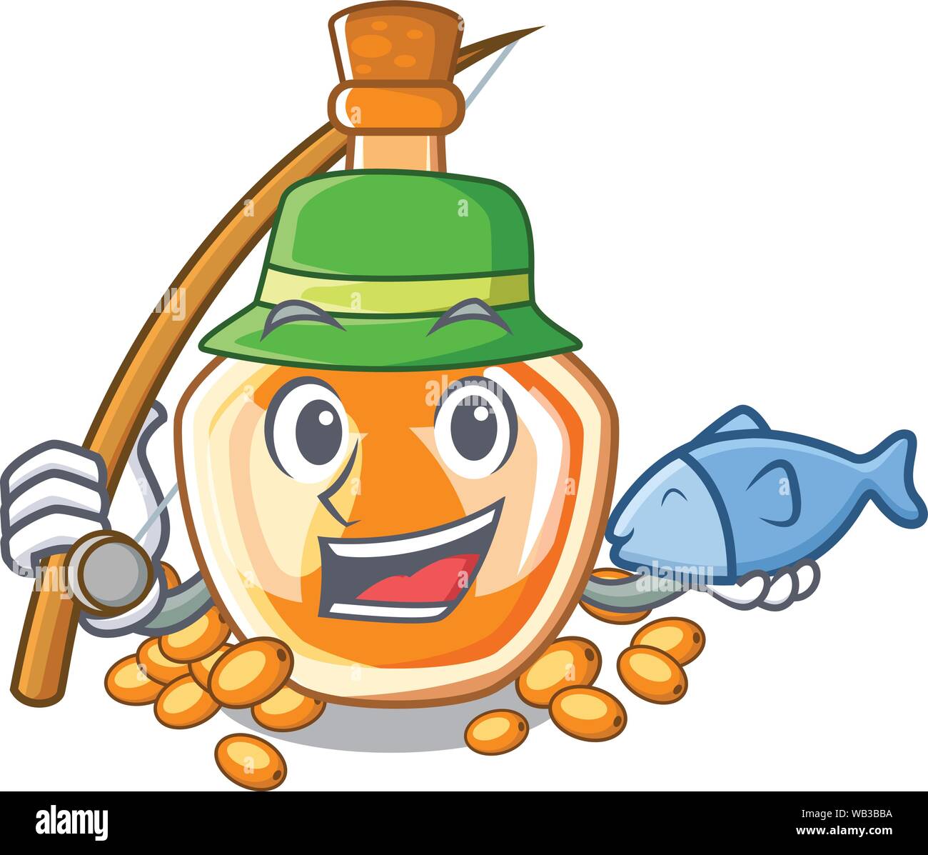 Fishing sea buckthorn oil in cartoon bowl Stock Vector Image & Art - Alamy