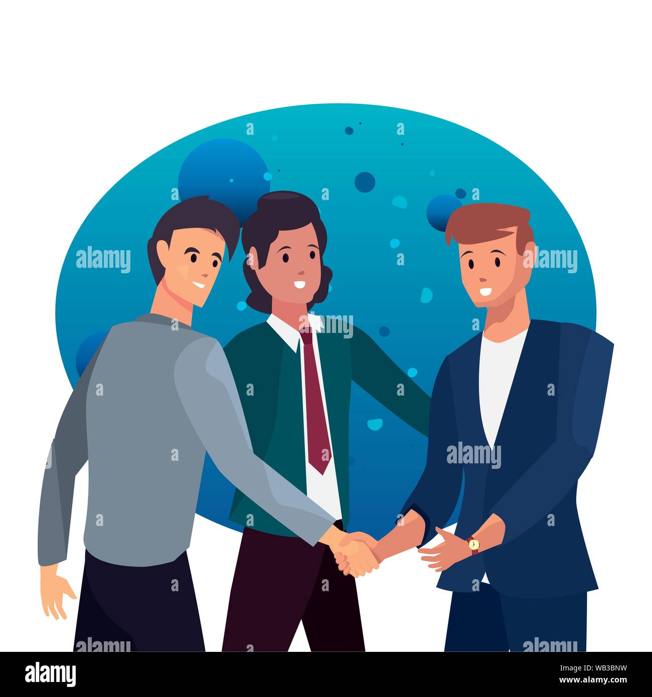 businesspeople handshake agreement meeting flat design vector ...