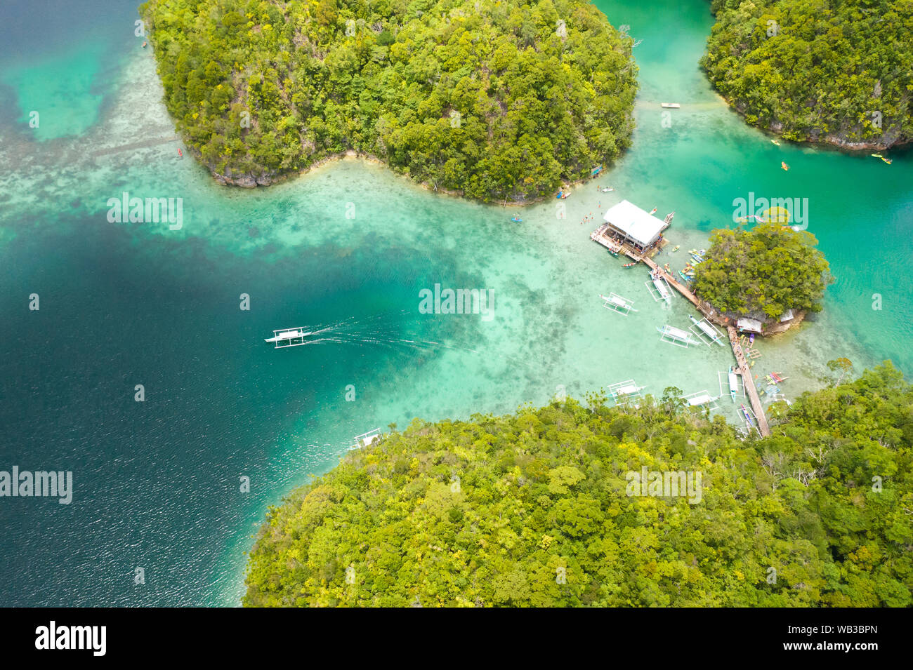Sugba lagoon, Siargao,Philippines. Small islands with lagoons, top view ...