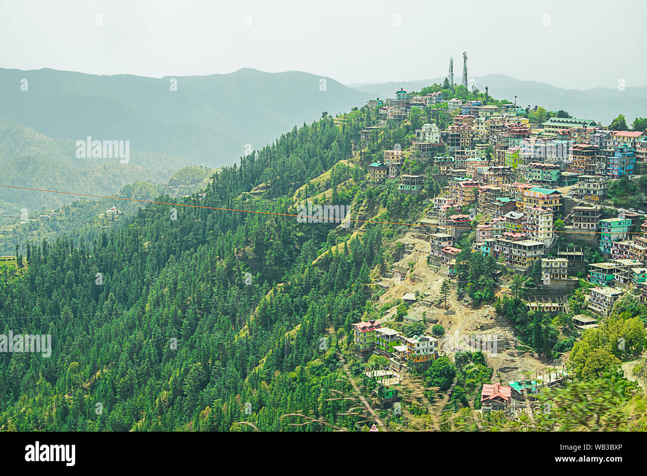 Aerial view of residential neighborhood built on a hill on a sunny day ...