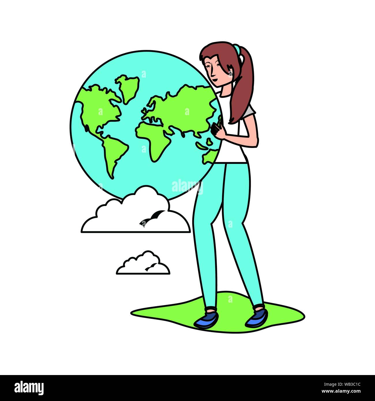 Avatar woman with planet sphere design, Continent earth world globe ...