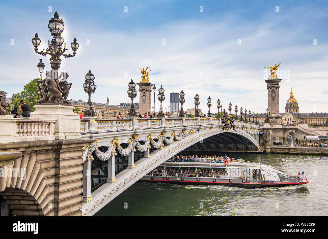 Bridge of Alexandre III spanning the river Seine, Paris. France Stock ...