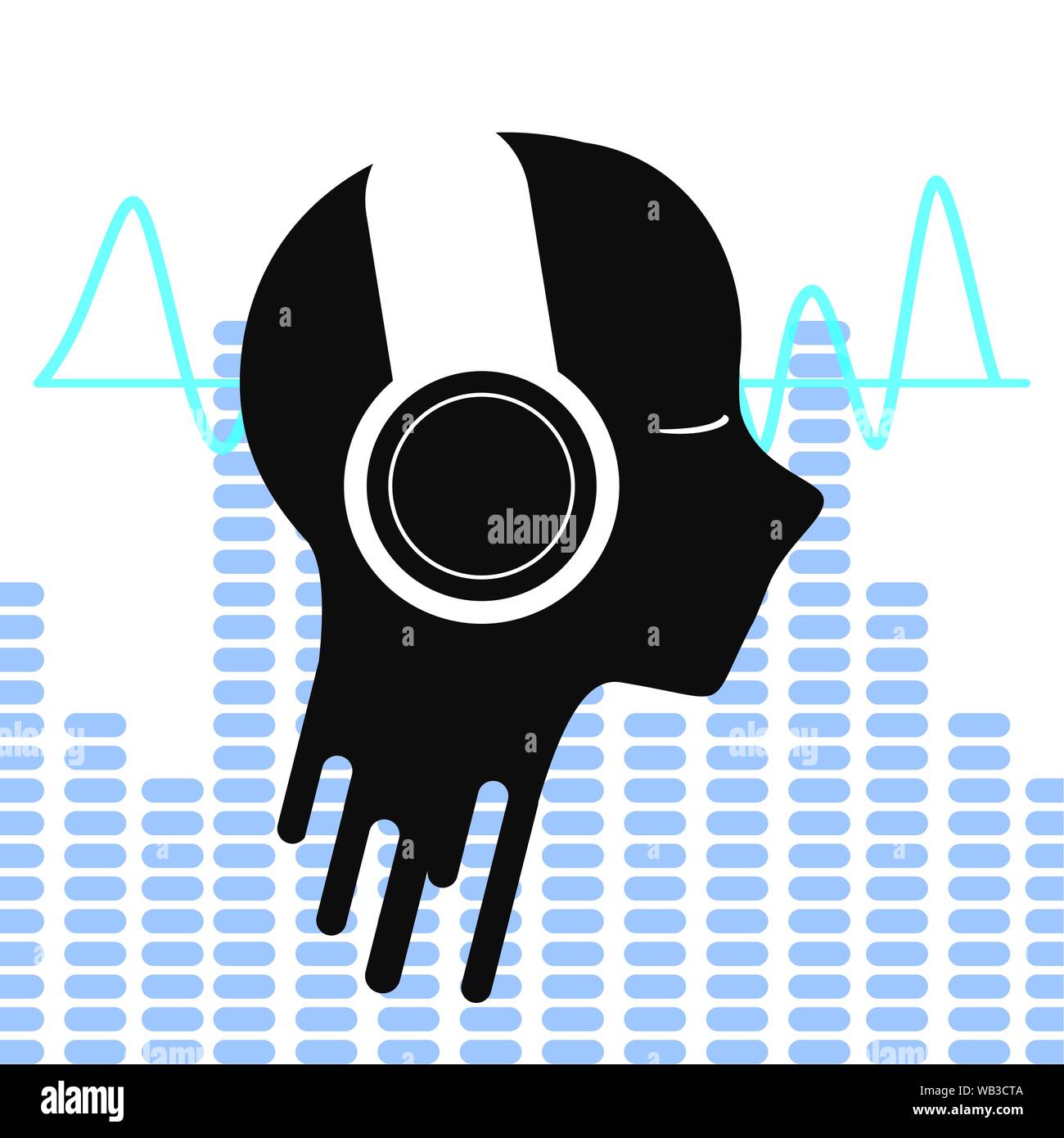 man with headphone listen music sound design vector illustration Stock ...