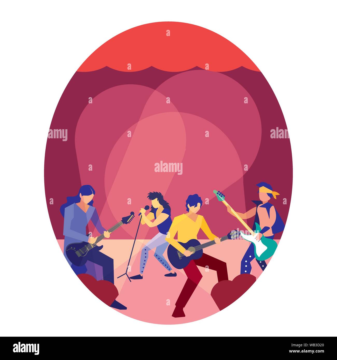 rock band men playing instruments and singing vector illustration Stock ...