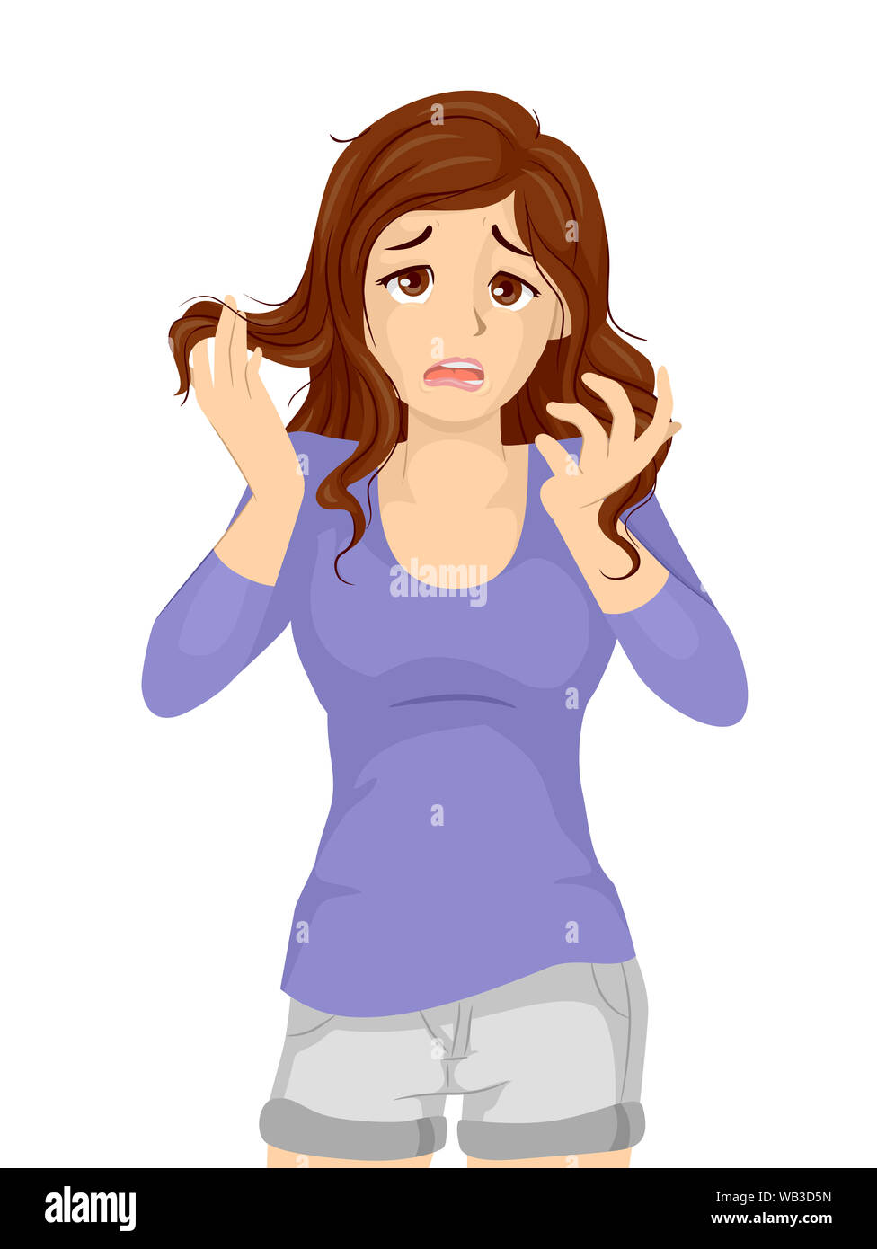 Anxious Girl Clipart Puple