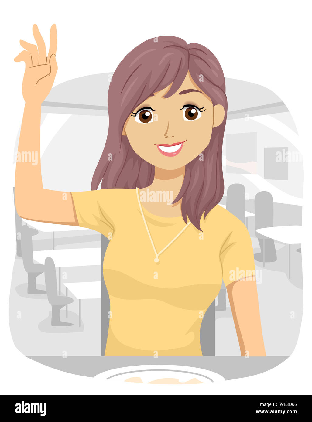 Girl Raising Her Hand Clipart Image