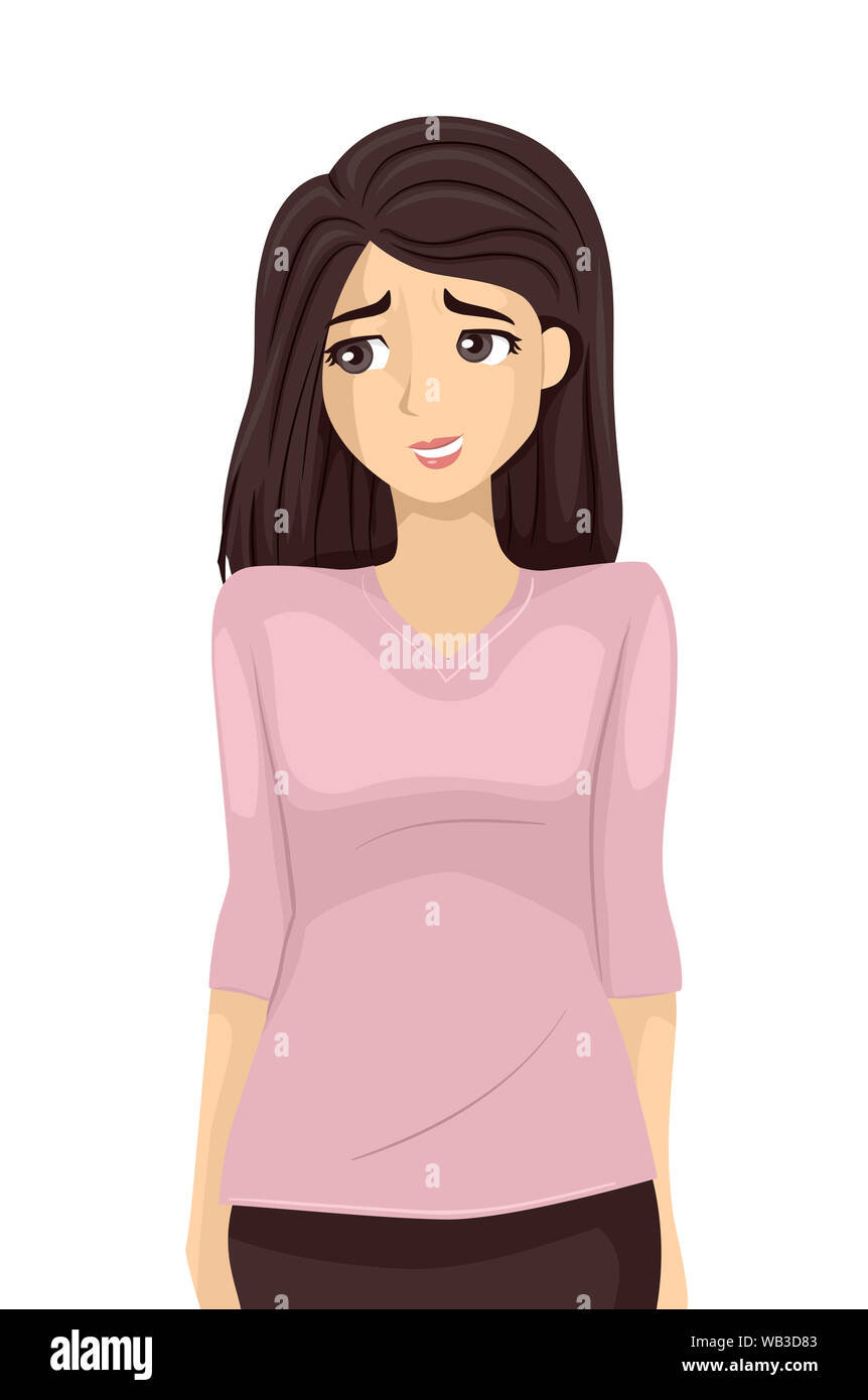 Illustration of a Shy Teenage Girl Looking to Her Right and Smiling ...