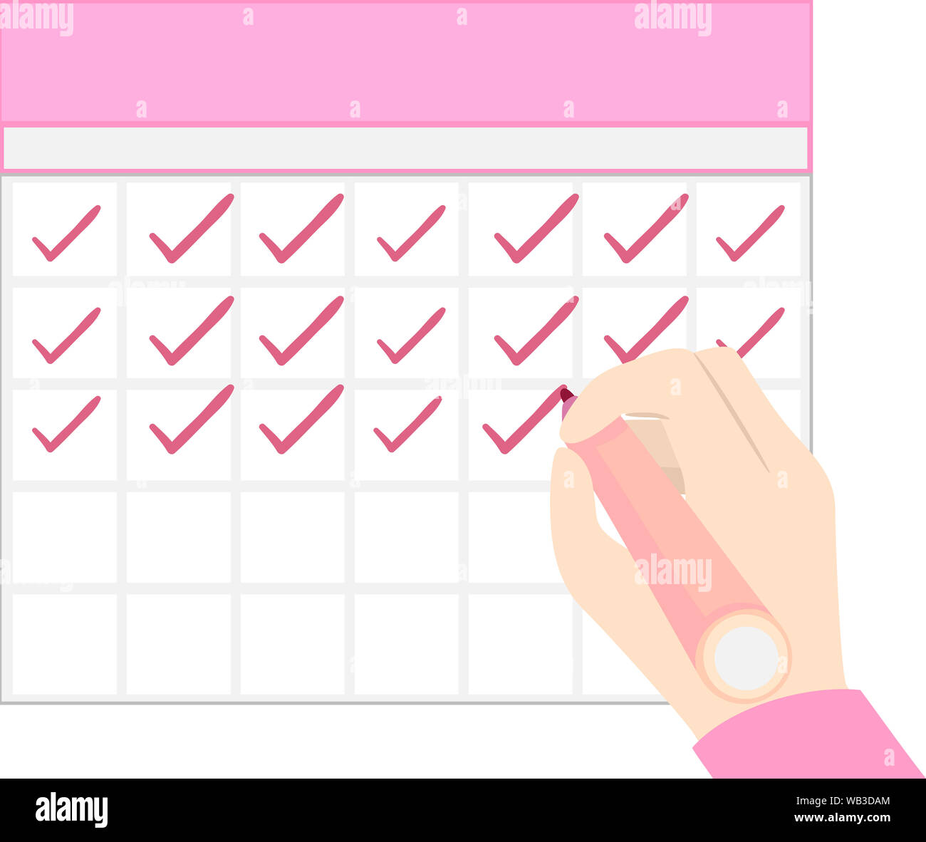 Illustration of a Hand Holding a Marker Marking Checks on Blank ...