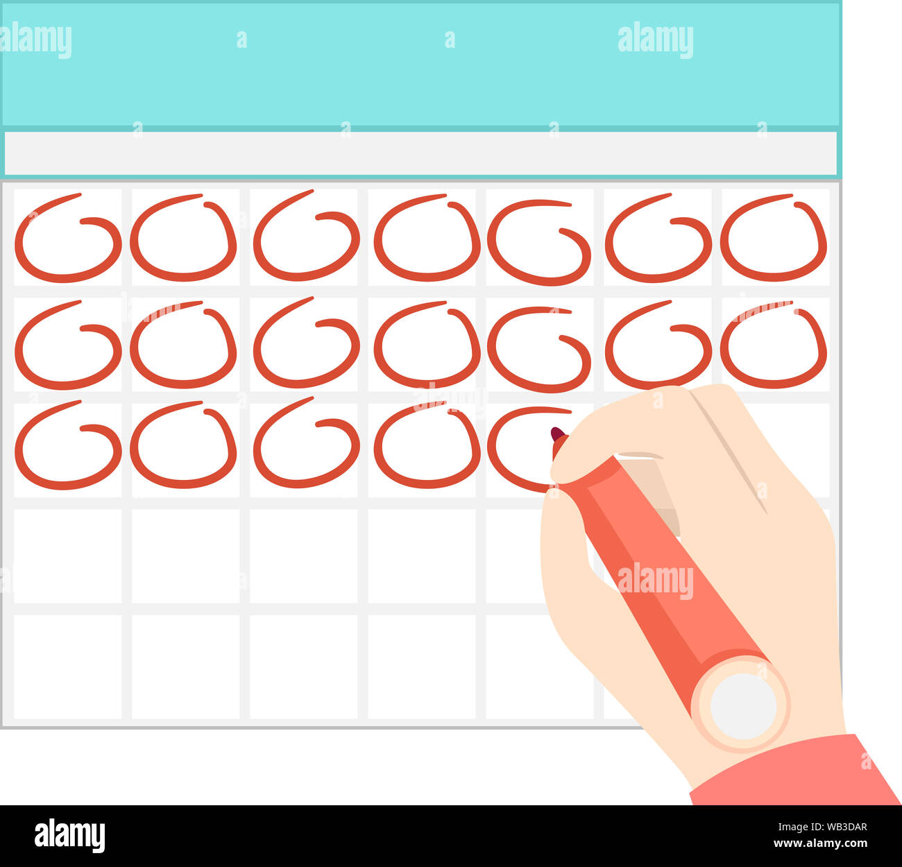 Illustration of a Hand Holding a Marker Marking Circles on Blank ...