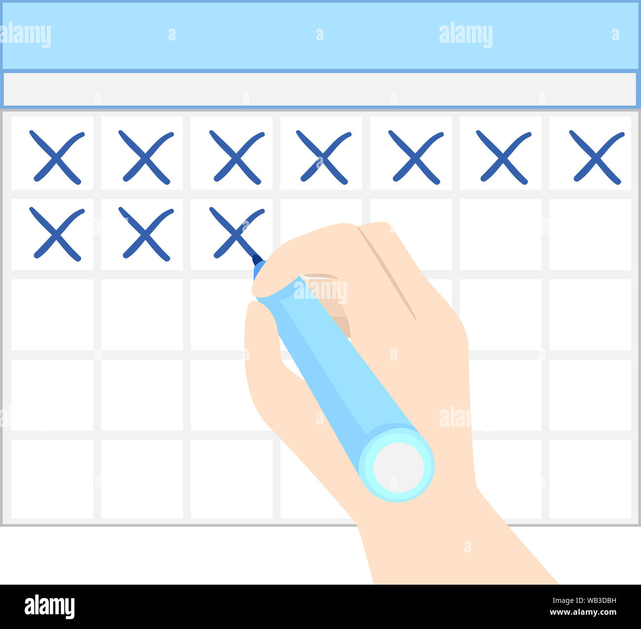 Illustration of a Hand Holding a Marker Crossing Dates on Blank ...