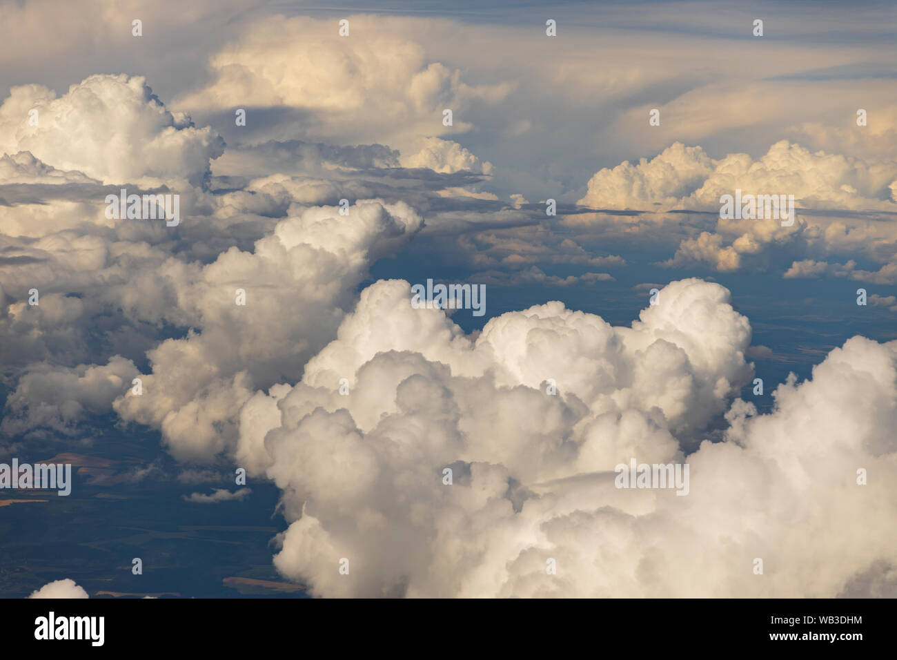 Dramatic sky with stormy clouds. Beautiful shape of clouds and blue sky ...