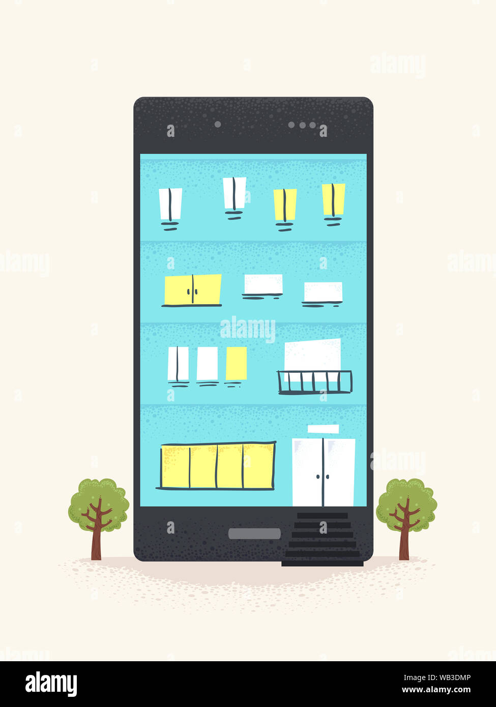 Illustration of a Mobile Phone Store or Building Shaped as a Mobile ...