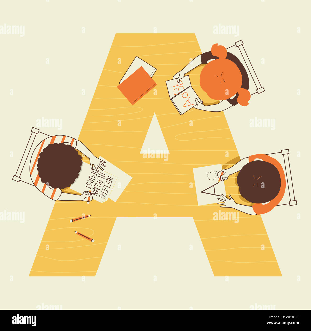 Illustration of Kids Learning About the Alphabet At School with Letter ...
