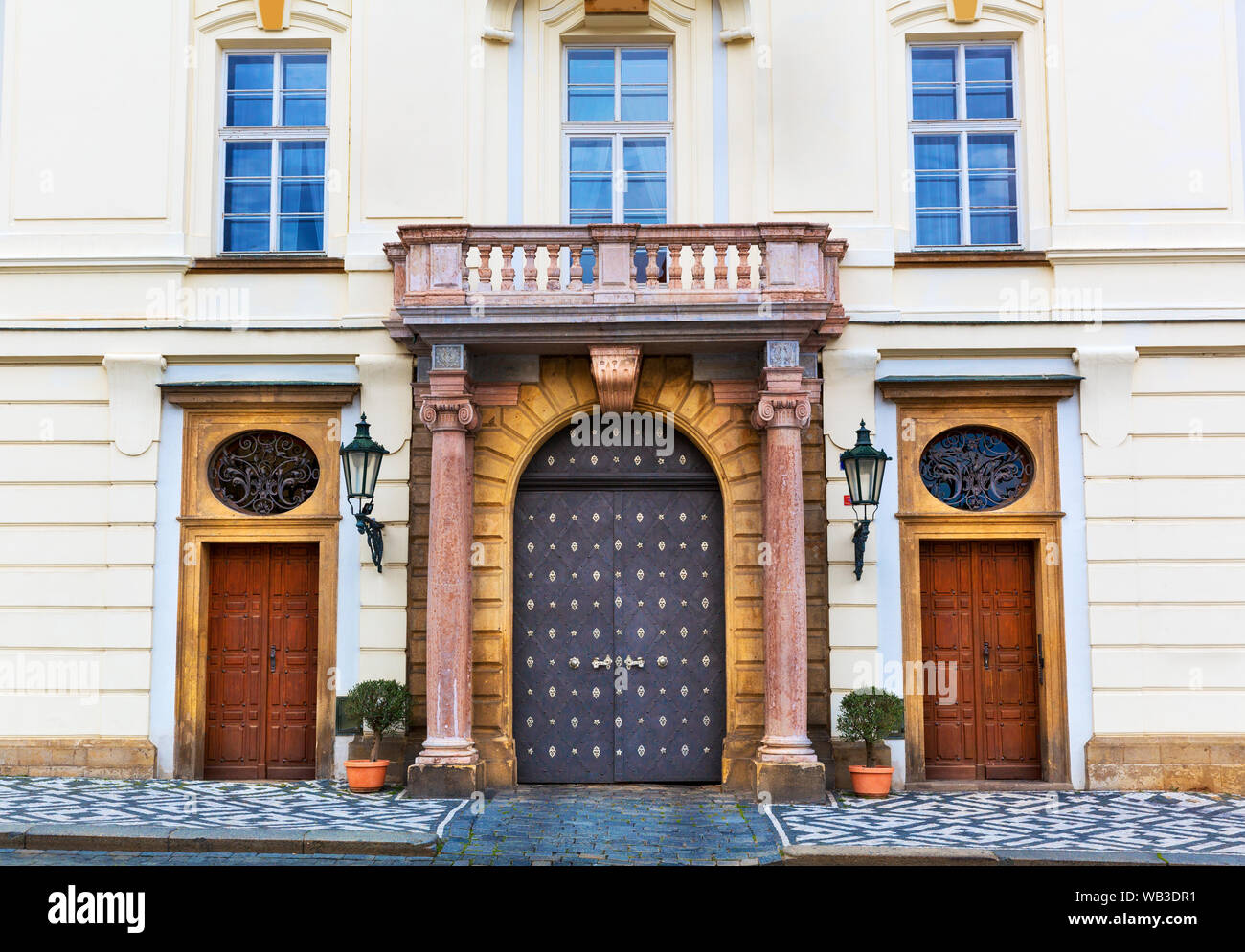 Ancient building with big doors, old European town Stock Photo - Alamy