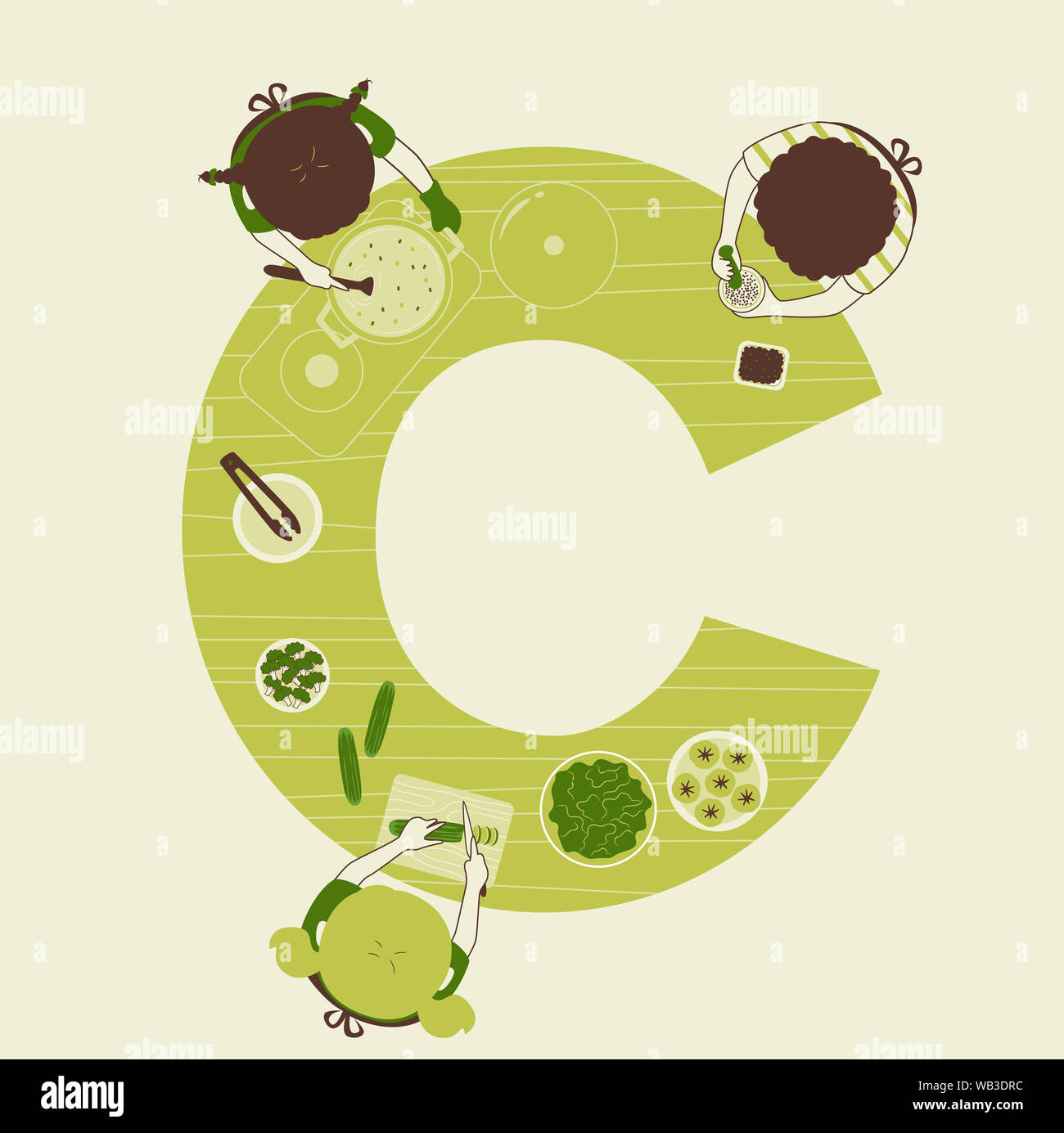 Illustration of Kids Students Cooking in Class with Letter C Table ...