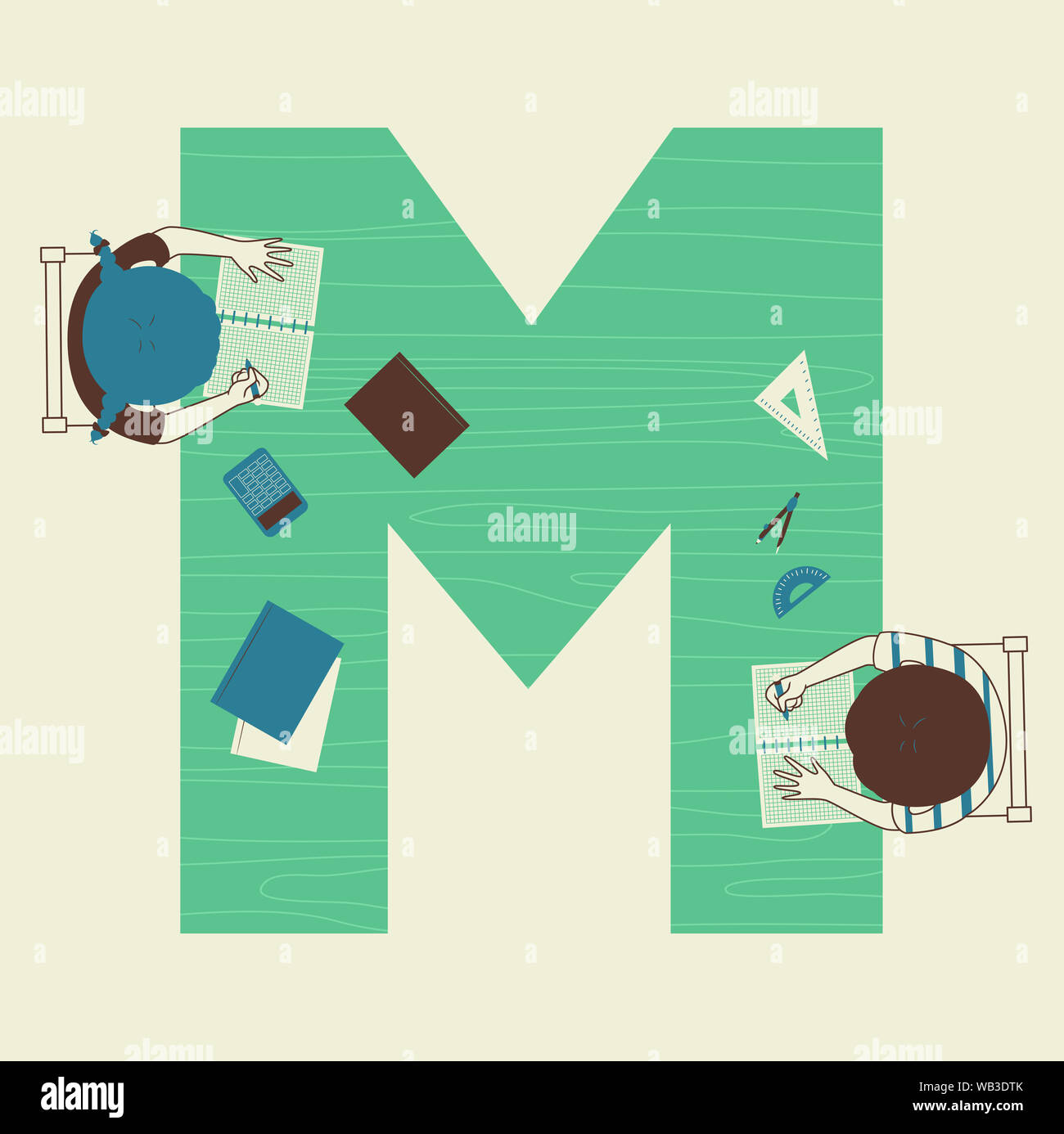 Illustration of Kids Students Solving Math Problems on Letter M Table ...