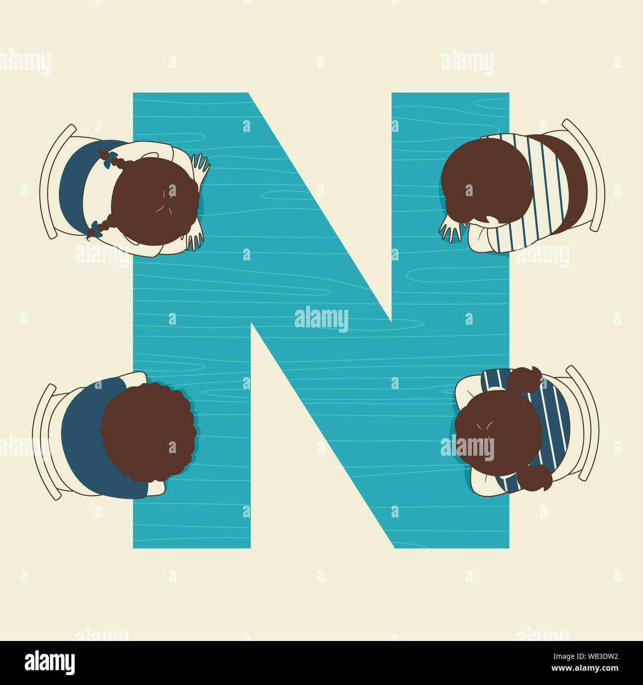 Illustration of Kids Students Taking a Nap on Letter N Table Stock ...