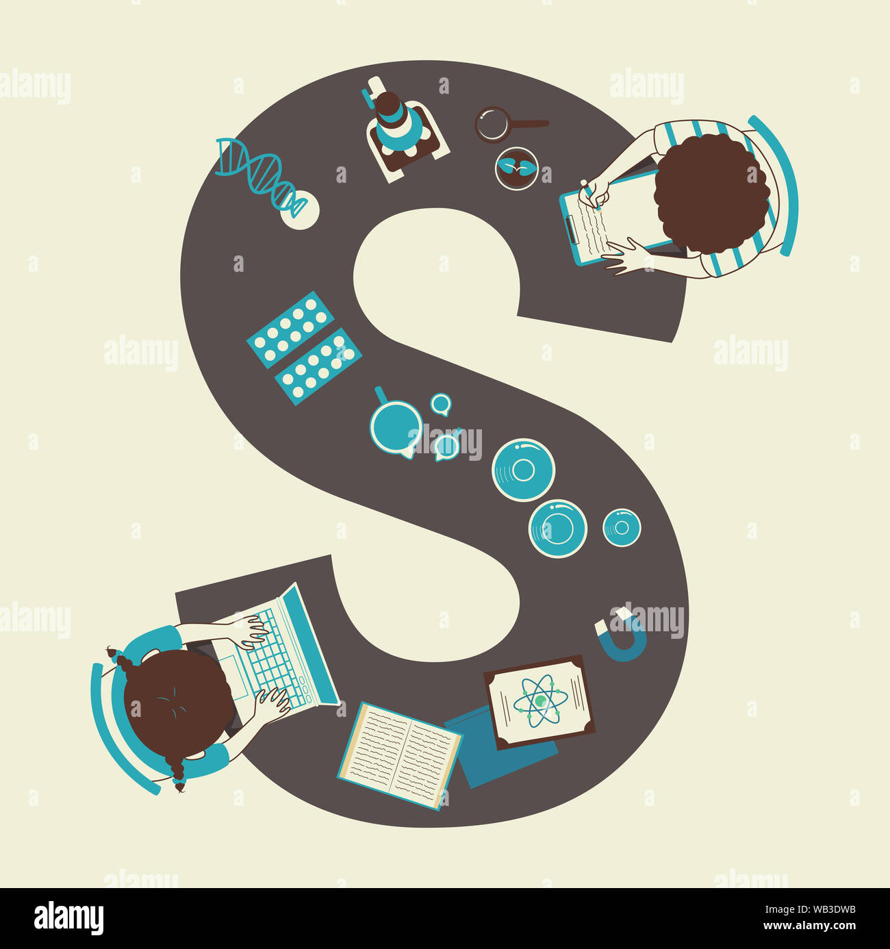 Illustration of Kids Students Learning About Science on Letter S Table ...