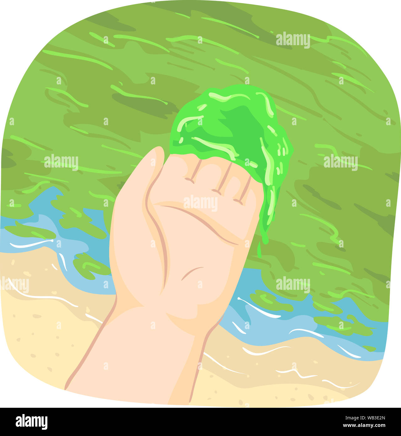 Illustration of a Hand Shoving Algae from Algae Bloom Stock Photo - Alamy