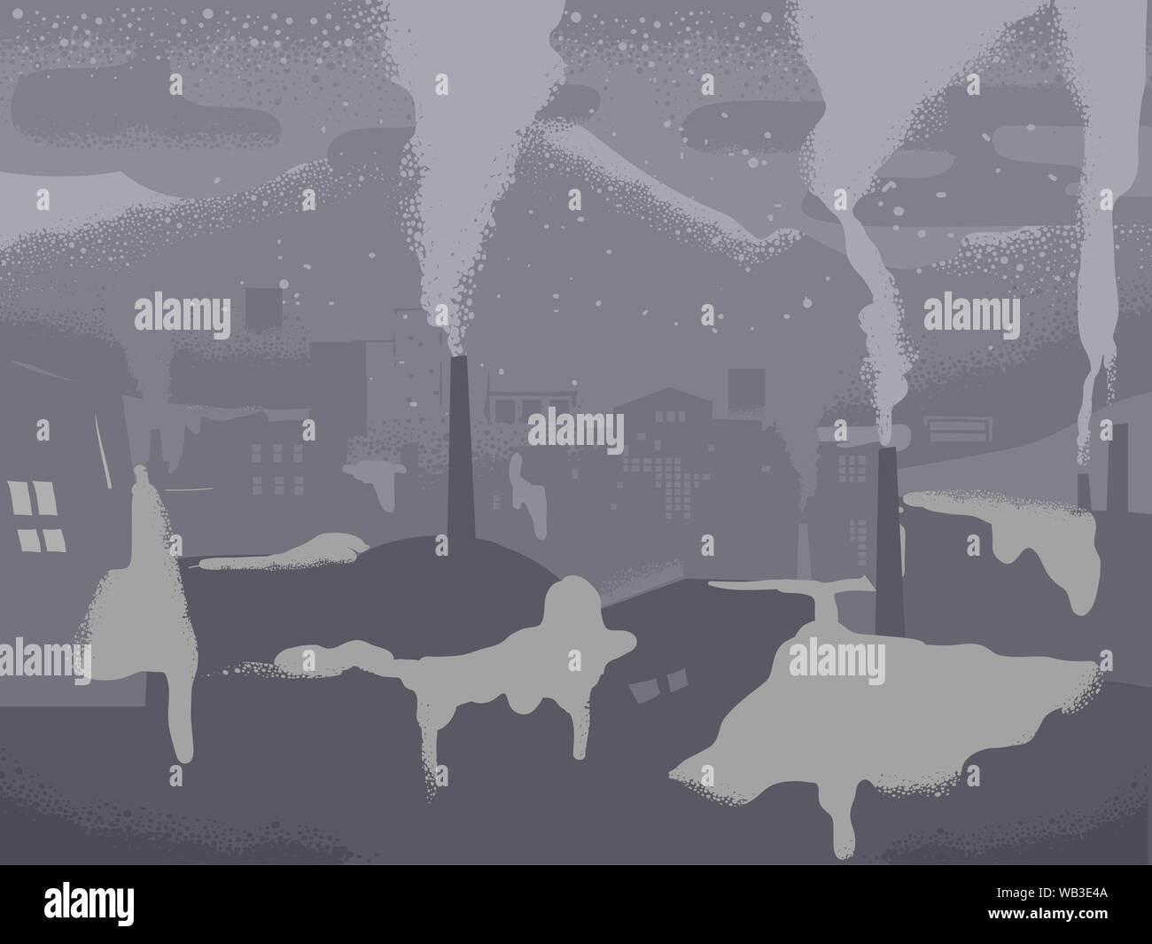 Background Illustration of a City Under Smog with Snow and Smoke Coming ...