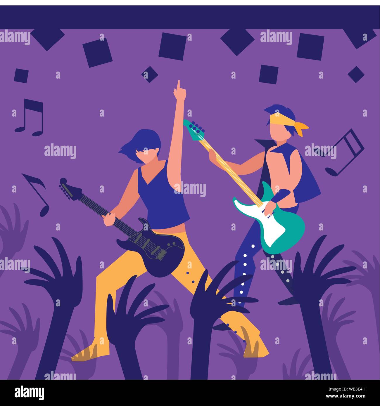 people musicians concert event with guitars vector illustration Stock ...