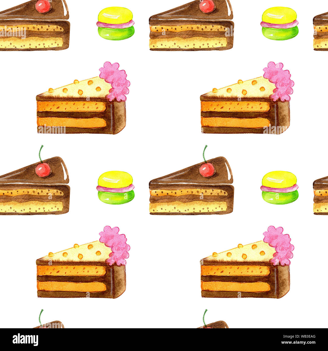 Hand drawing watercolor set of cakes isolated on white background Stock ...