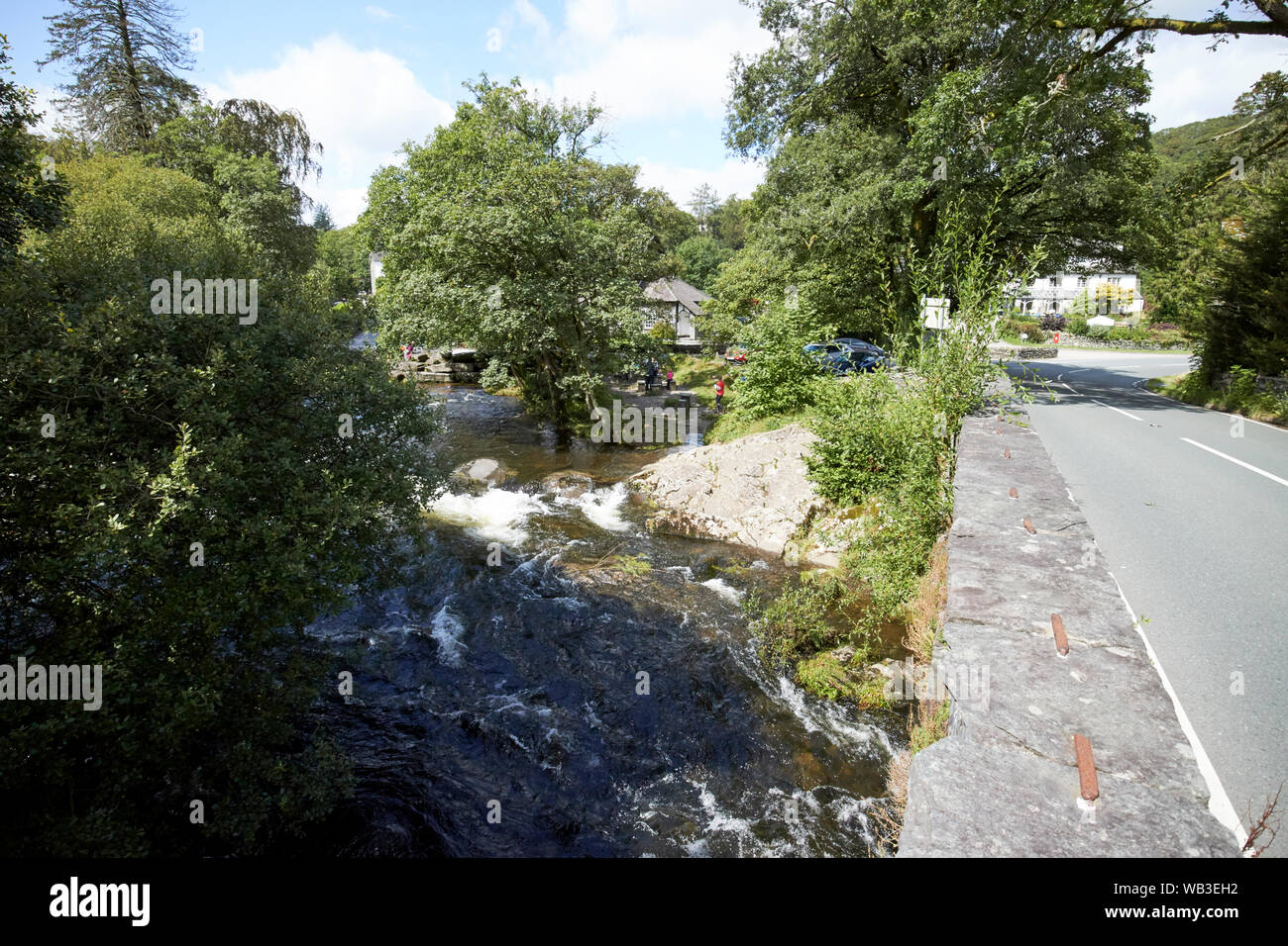 high levels of the river brathay flowing under skelwith bridge in the ...