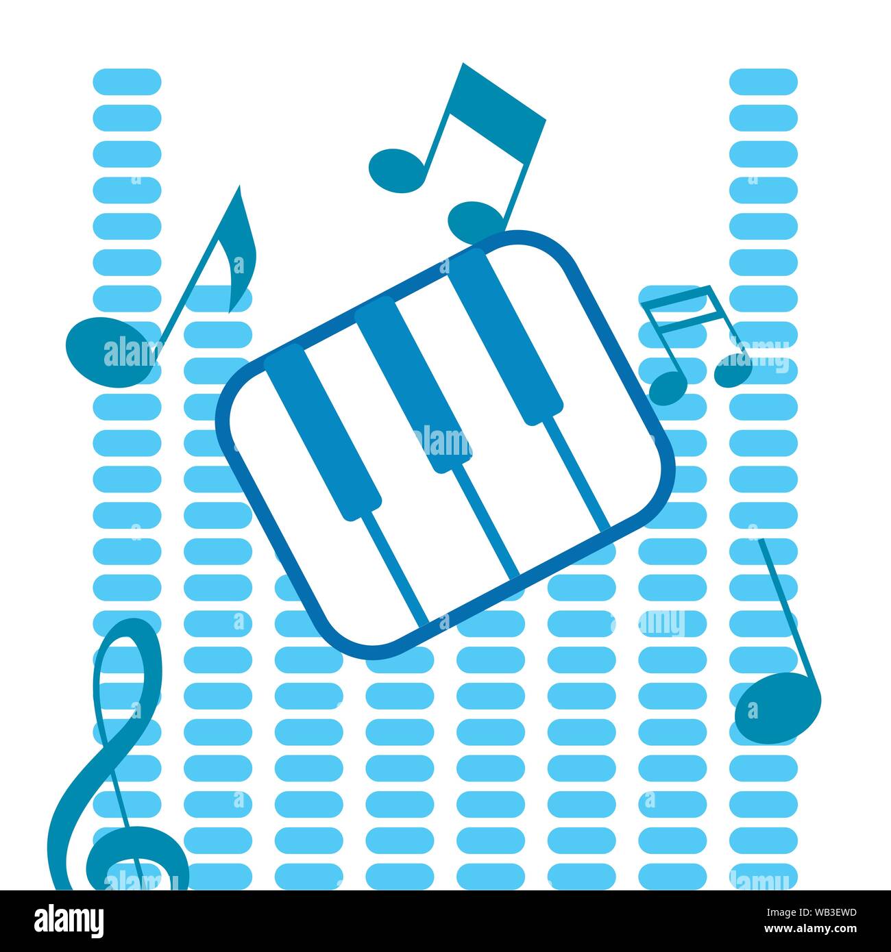 keyboard digital music sound design vector illustration blue equalizer ...