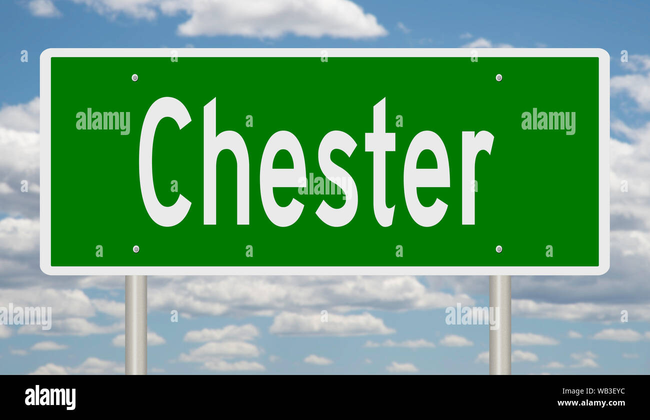Rendering of a green highway sign for Chester Pennsylvania Stock Photo ...