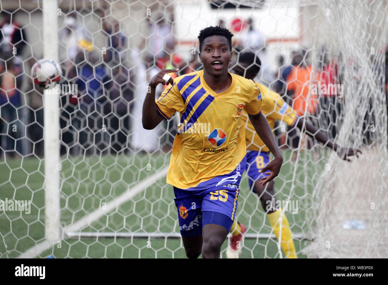 Kampala, Uganda. 23rd Aug, 2019. Allan Okello of KCCA FC celebrates ...