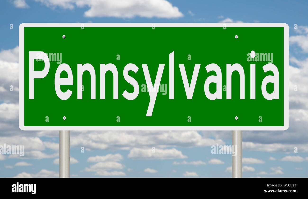 Rendering of a green highway sign for Pennsylvania Stock Photo - Alamy