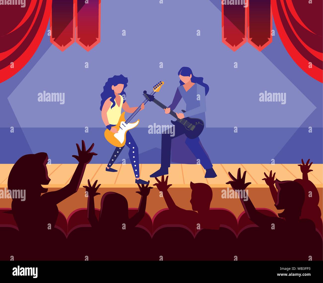 people musicians concert event with guitars vector illustration Stock ...