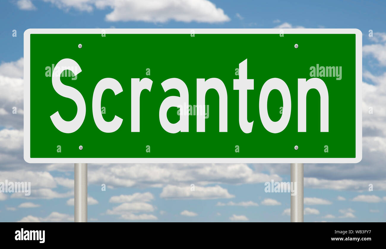 Rendering of a green highway sign for Scranton Pennsylvania Stock Photo ...